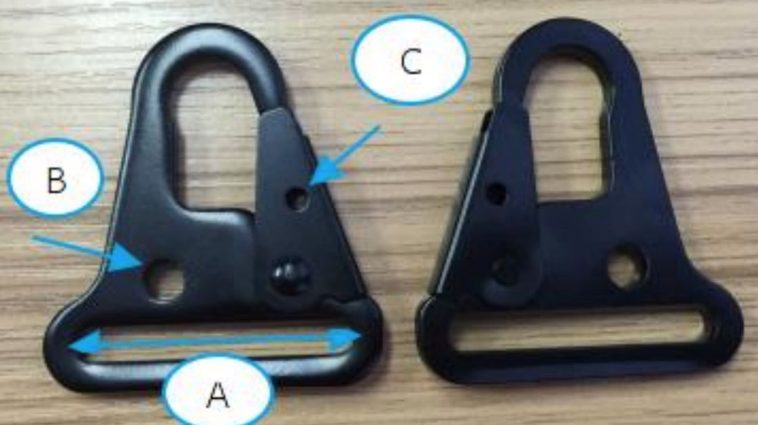 1.5in Heavy Duty HK Snap Hooks Black Metal Attach Webbing Belt Clips C ...